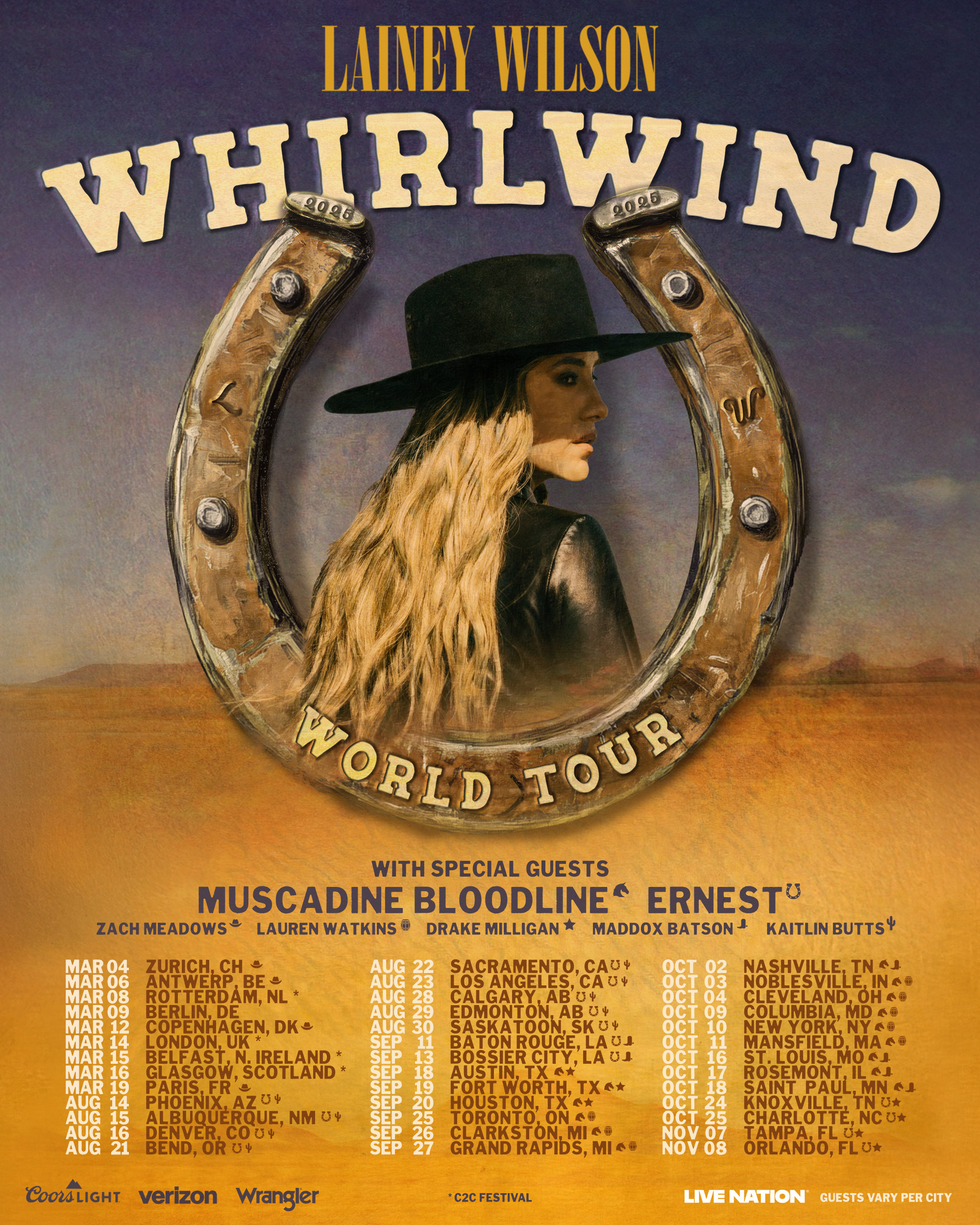 Lainey Wilson Announces 2025 Whirlwind World Tour | Hometown Country Music